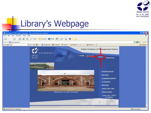 IIM Indore Library at a Glance | PPT