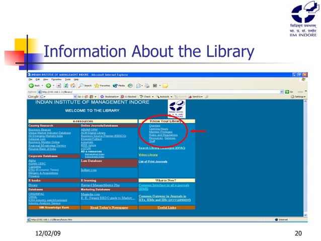 IIM Indore Library at a Glance | PPT