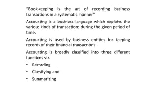 IIMM of accounting. Journal , ledger, balance sheet | PPT