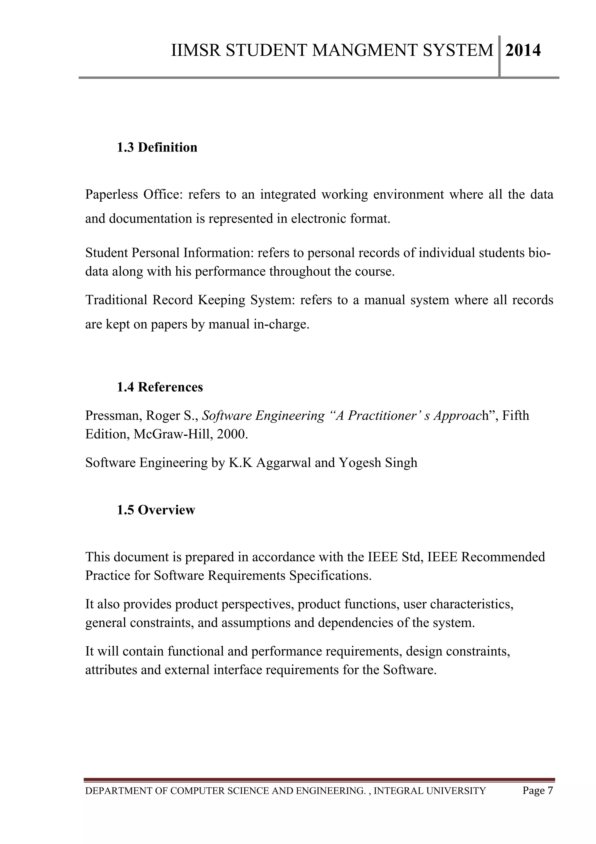 Iimsr student management system | PDF