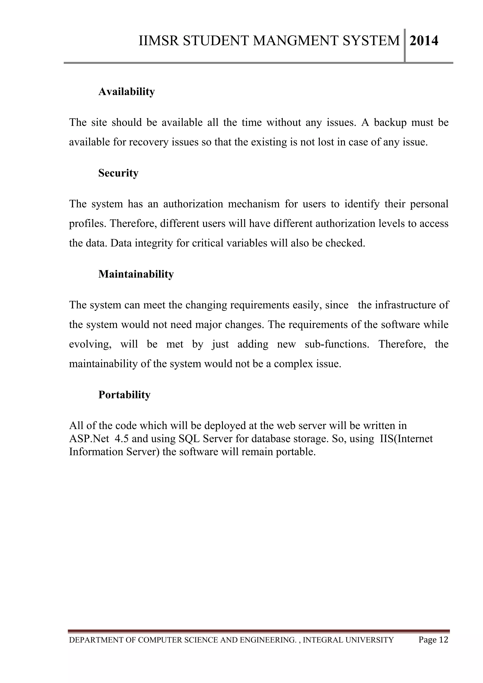 Iimsr student management system | PDF