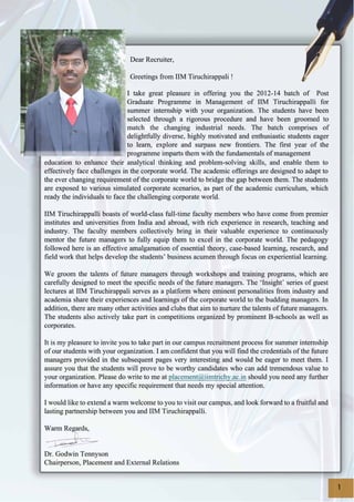 IIM Trichy student profiles | PDF
