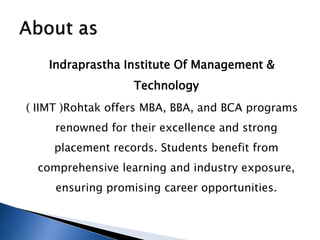 IIMT Best College for MBA Course in Rohtak | PPTX
