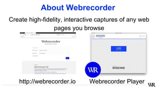 Webrecorder: Building, Maintaining & Growing | PPT