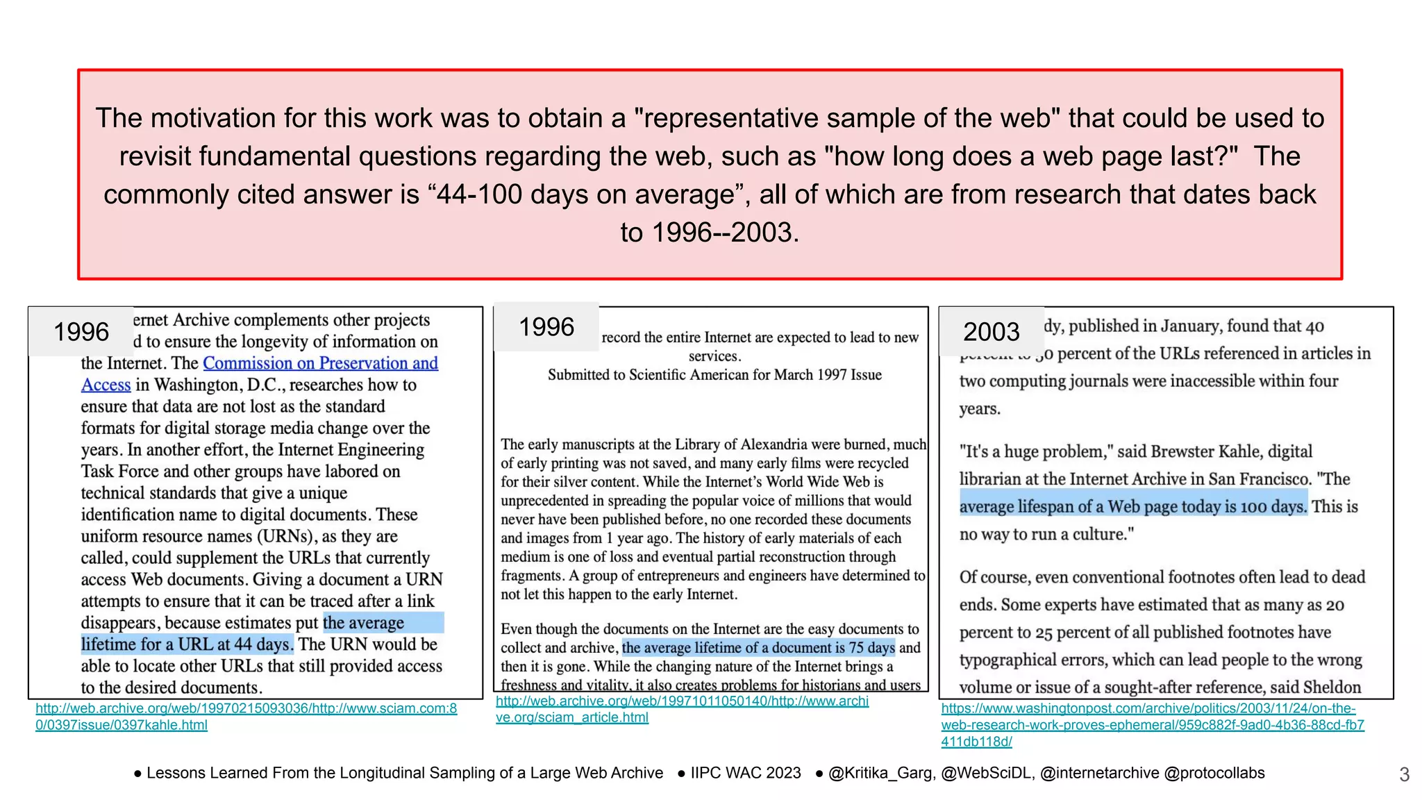 Lessons Learned From the Longitudinal Sampling of a Large Web Archive | PPT