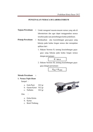 (II) Pengenalan Neraca di Laboratrorium | DOCX