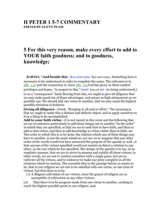 Ii peter 1 5 7 commentary | PDF