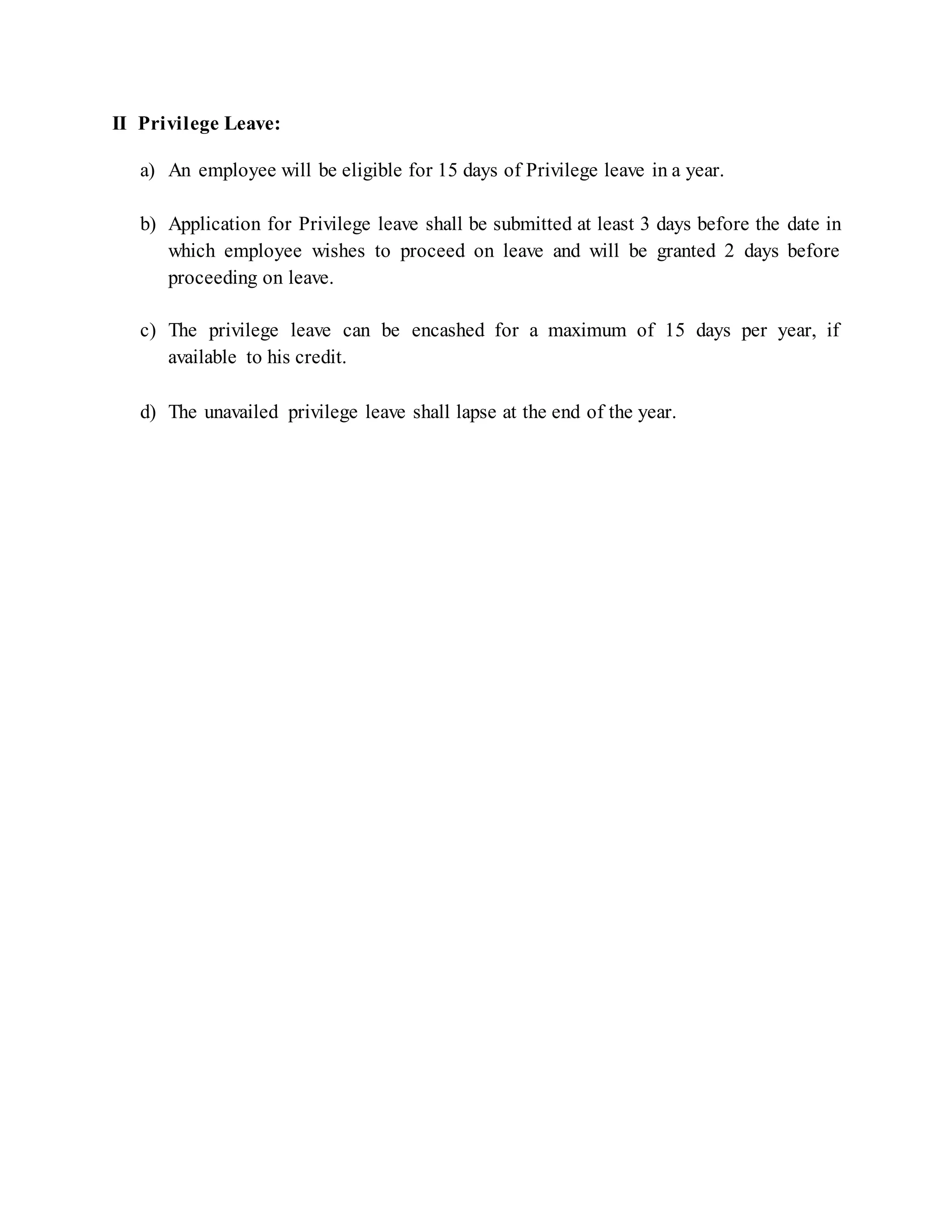 Ii privilege leave | PDF