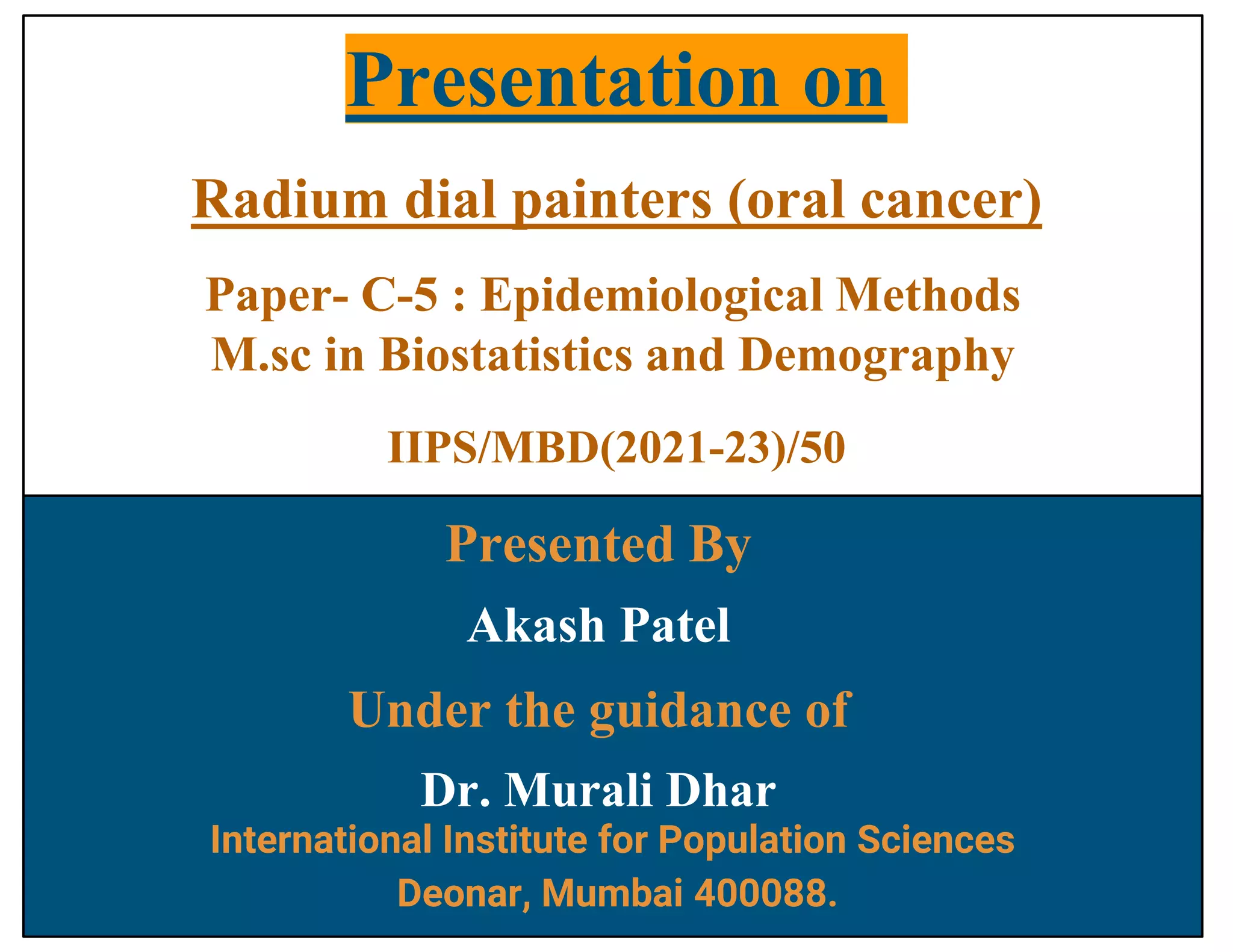 Radium dial painters and Oral Cancer | PPTX