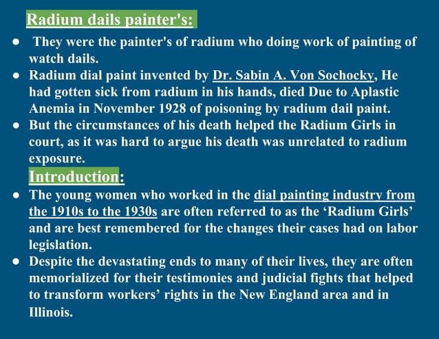 Radium dial painters and Oral Cancer | PPTX