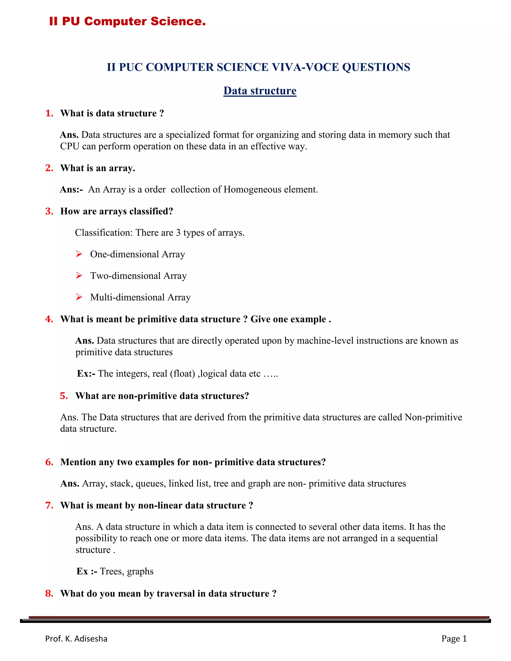 Ii pu cs practical viva voce questions | PDF