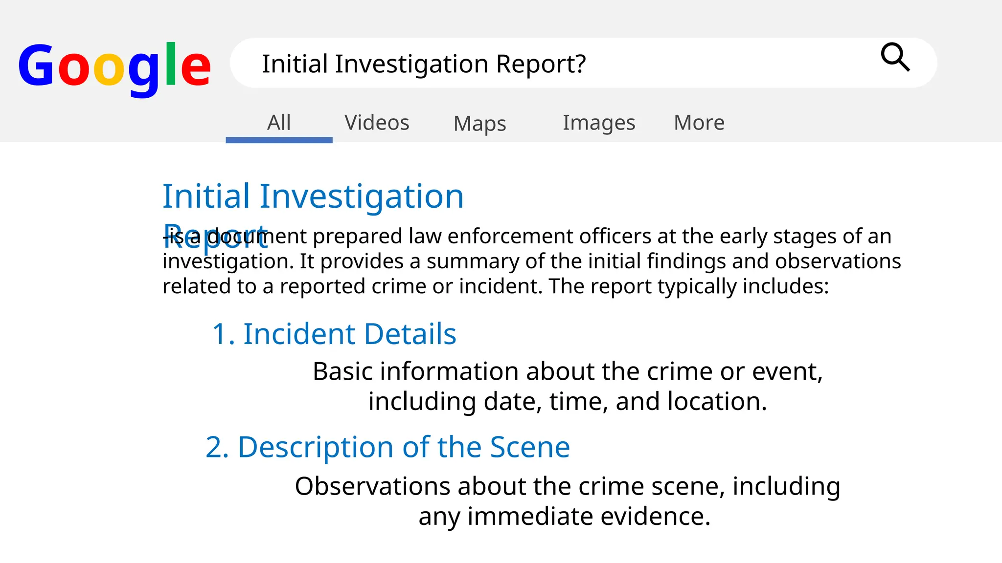 Initial investigation report , Bs criminology | PPT