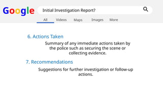 Initial investigation report , Bs criminology | PPTX