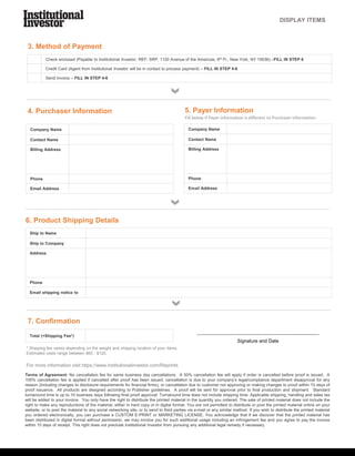 Institutional Investor Display Order Form | PDF