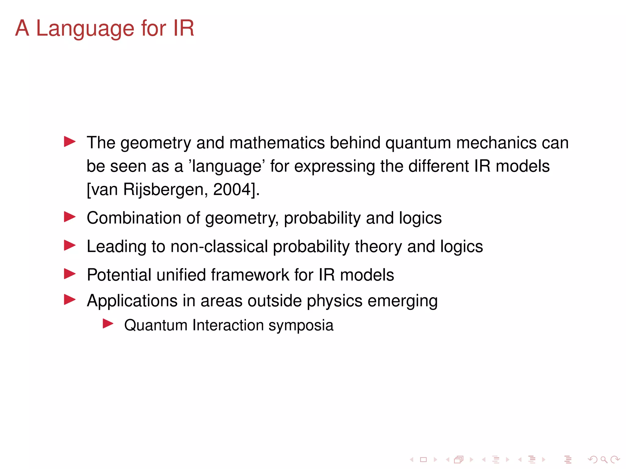 Interactive Information Retrieval inspired by Quantum Theory | PPT
