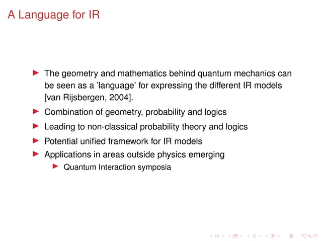 Interactive Information Retrieval inspired by Quantum Theory | PPT