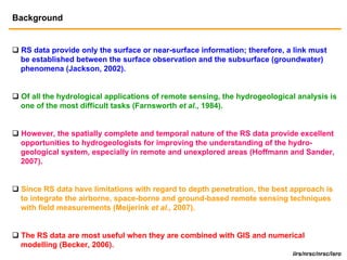 Iirs Role of Remote sensing and GIS in Ground water studies | PDF
