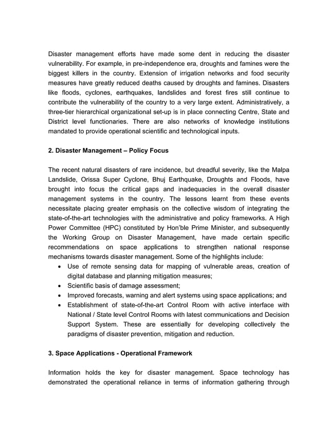Iirs lecture space inputs to disaster management in india | PDF