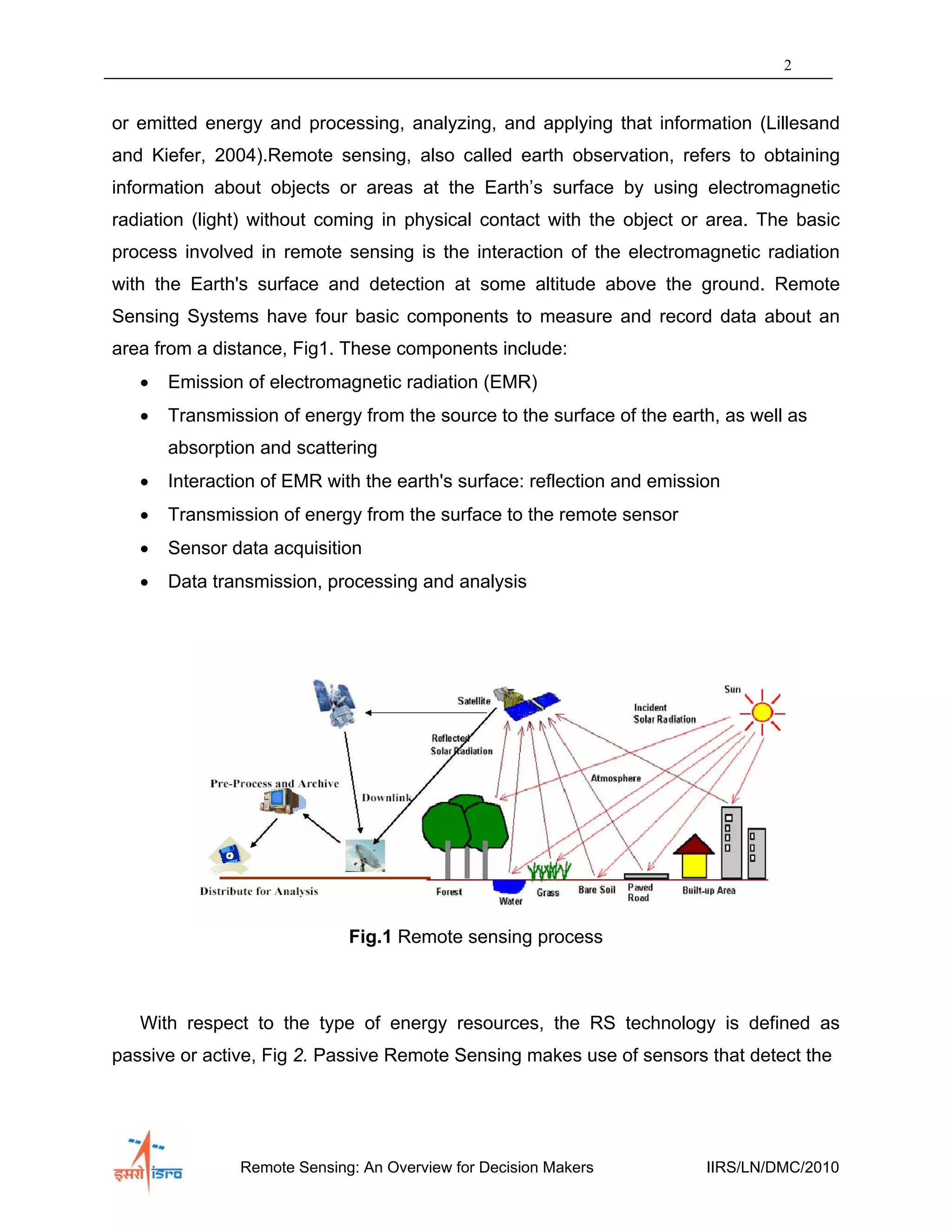 Iirs lecure notes for Remote sensing –An Overview of Decision Maker | PDF