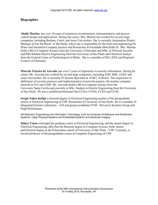 Instrumentation, SCADA, LIMS: Tools for efficient management the operational process of the ...