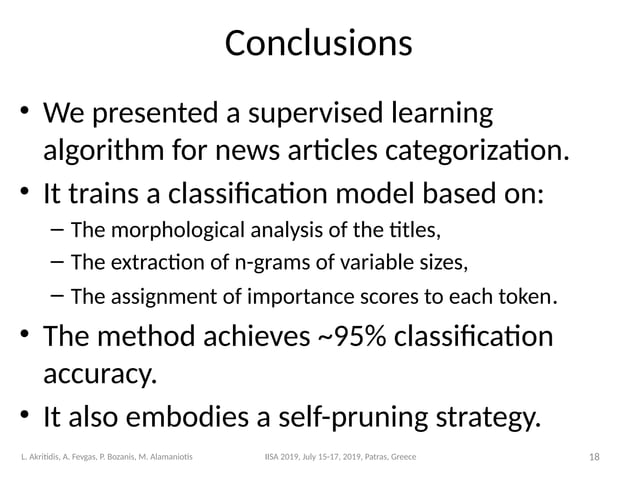 A Self-Pruning Classification Model for News | PPT