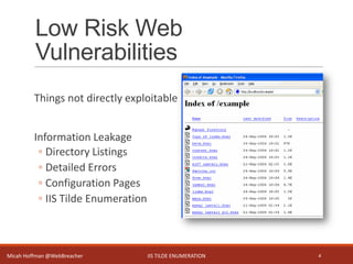 IIS Tilde Enumeration Vulnerability | PPTX | Programming Languages | Computing