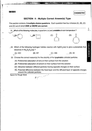IIT JEE Question Paper 1 code 2 | PDF