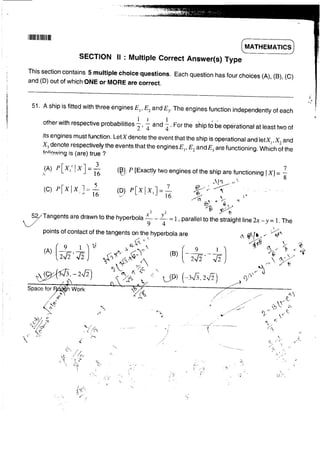 IIT JEE Question Paper 1 code 2 | PDF