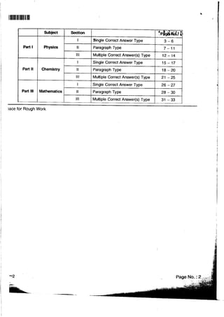 IIT JEE Question Paper 2 Code 2 | PDF