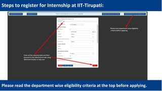 IIT-T Intern Registration Help for iit tirupati | PDF
