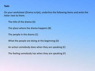 Iit ai1 components of a drama script | PPTX