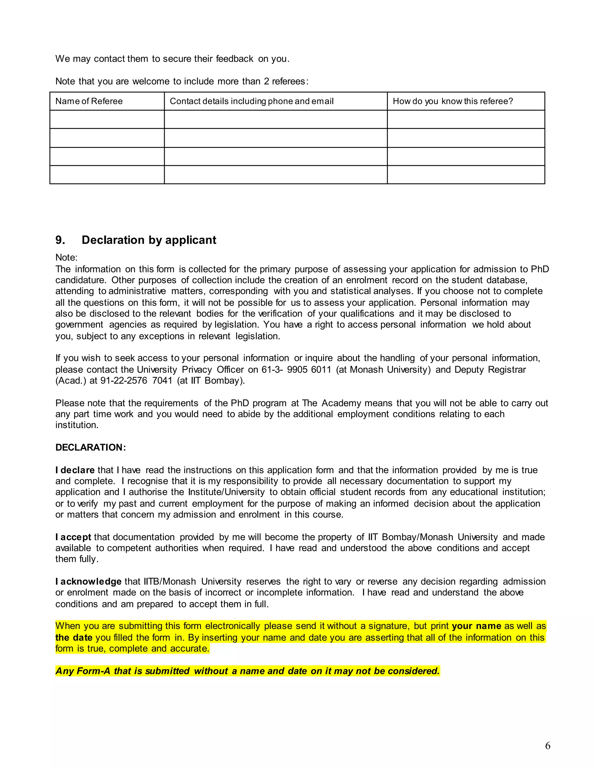 Iitb monash-ph d-form-a-2018 | DOCX