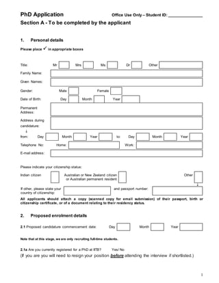 Iitb monash-ph d-form-a-2018 | PDF