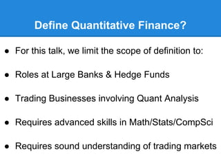 Careers in Quant Finance - IIT Delhi | PPT