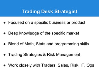 Careers in Quant Finance - IIT Delhi | PPT