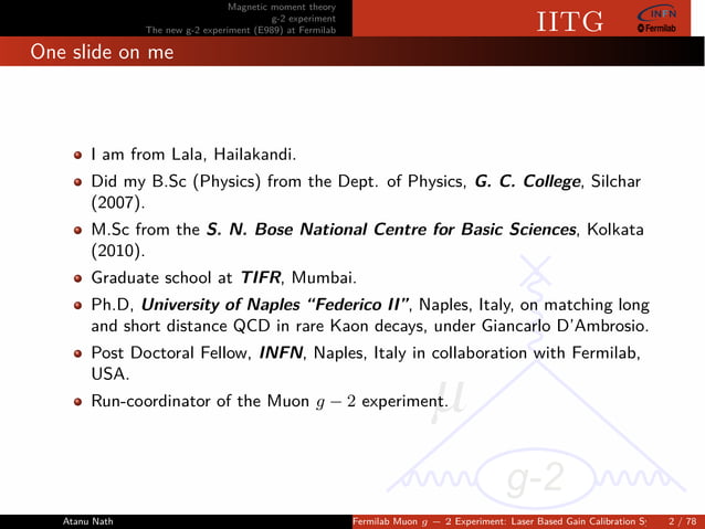 Fermilab Muon g − 2 Experiment: Laser Based Gain Calibration System | PPT
