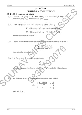 IIT JAM MATH 2019 Question Paper | Sourav Sir's Classes | PDF