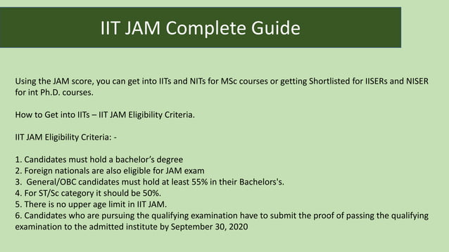 Iit jam preparation guide | PPT