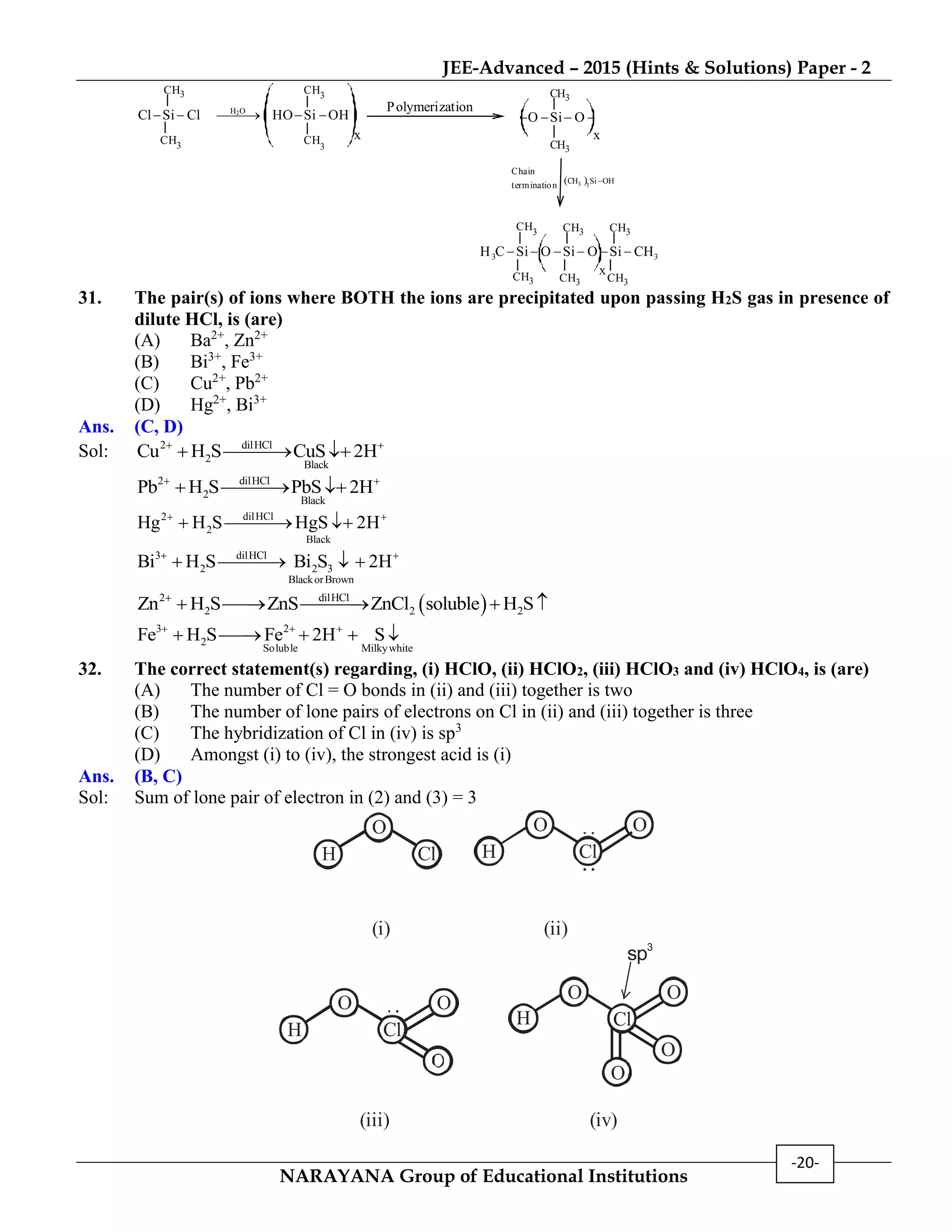 IIT JEE adv-2015 question paper-2, hints & solutions | PDF
