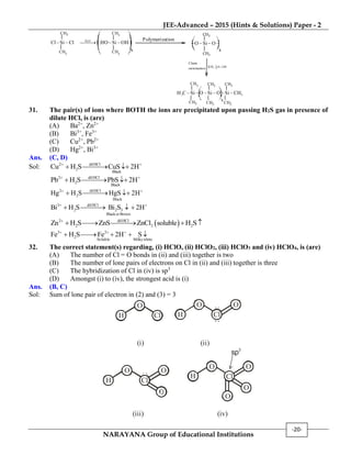 IIT JEE adv-2015 question paper-2, hints & solutions | PDF