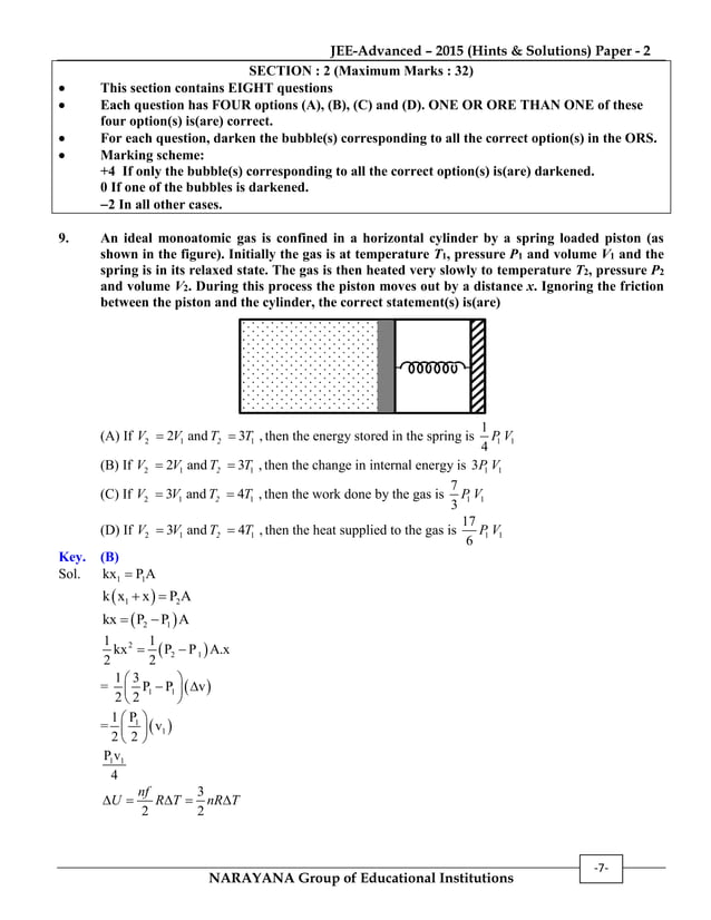 IIT JEE adv-2015 question paper-2, hints & solutions | PDF