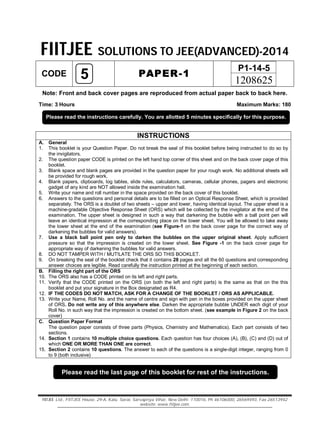 IIt Jee advanced-2014 Solved Paper by Prabhat Gaurav | PDF