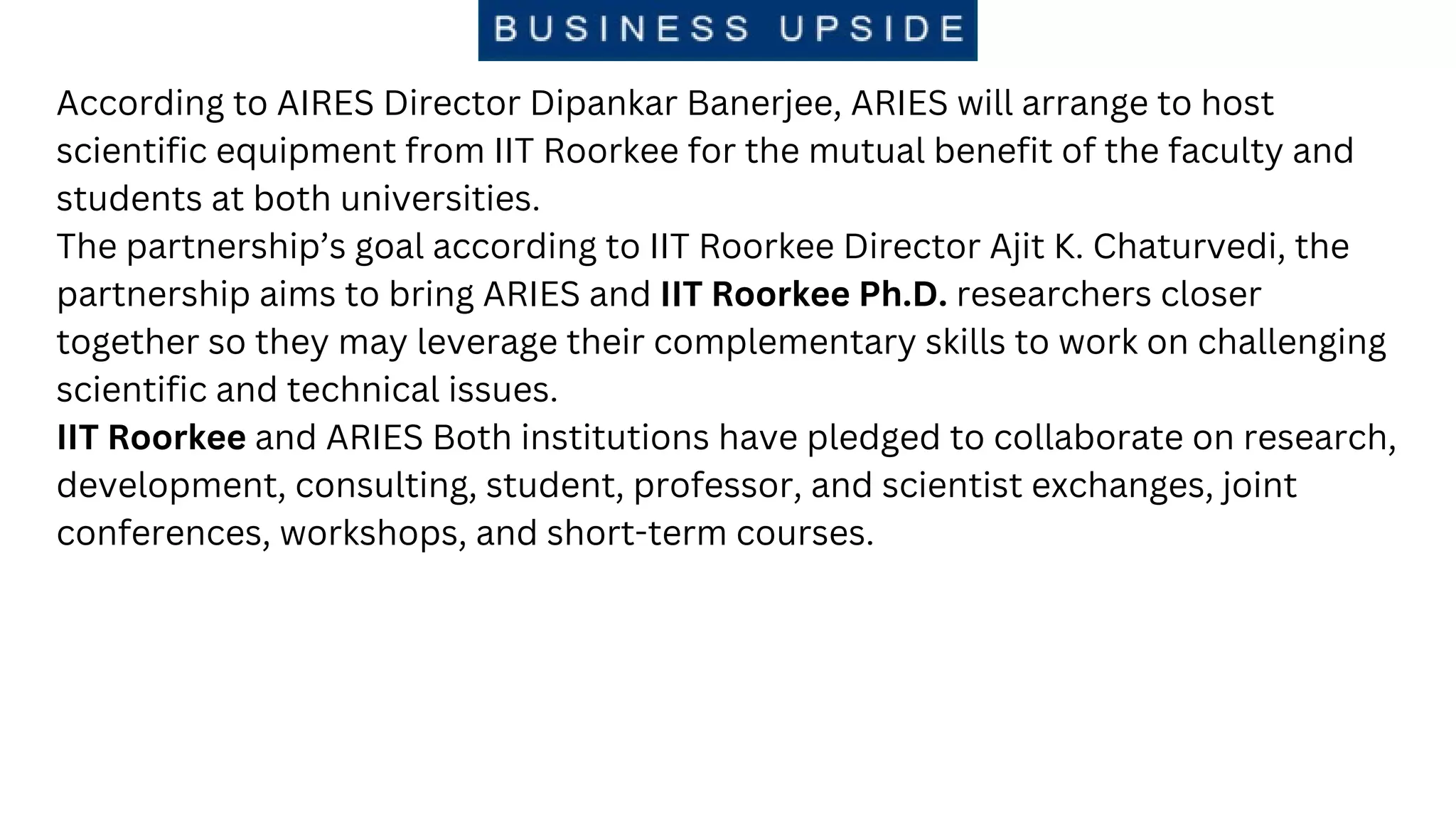 IIT Roorkee and Aries’ Mou for Academic Cooperation - What Aims Does ...
