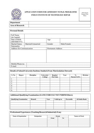 Iitr ph d_appln_form_2010 | PDF