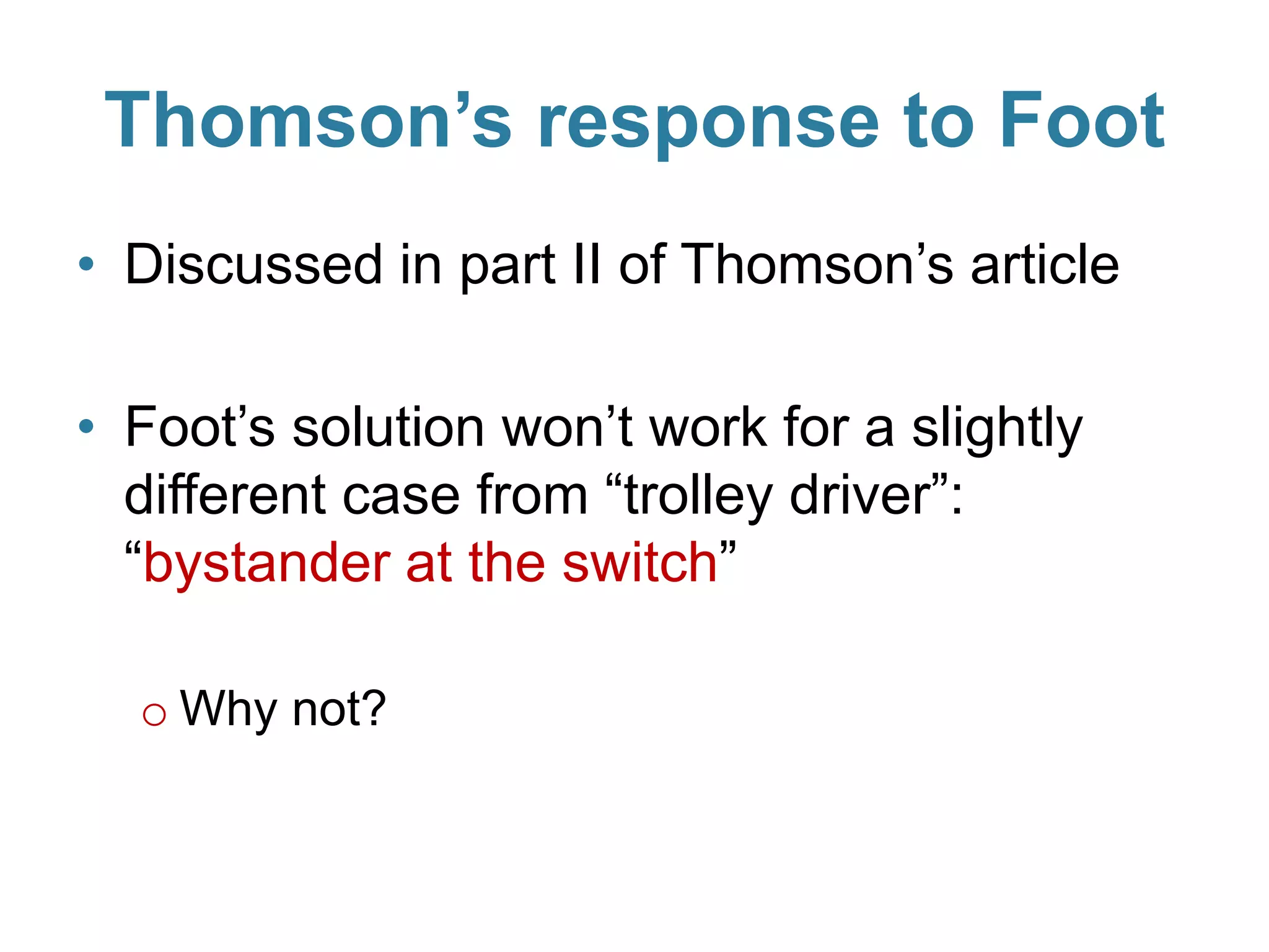J.J. Thomson, "The Trolley Problem" (1985) | PPTX