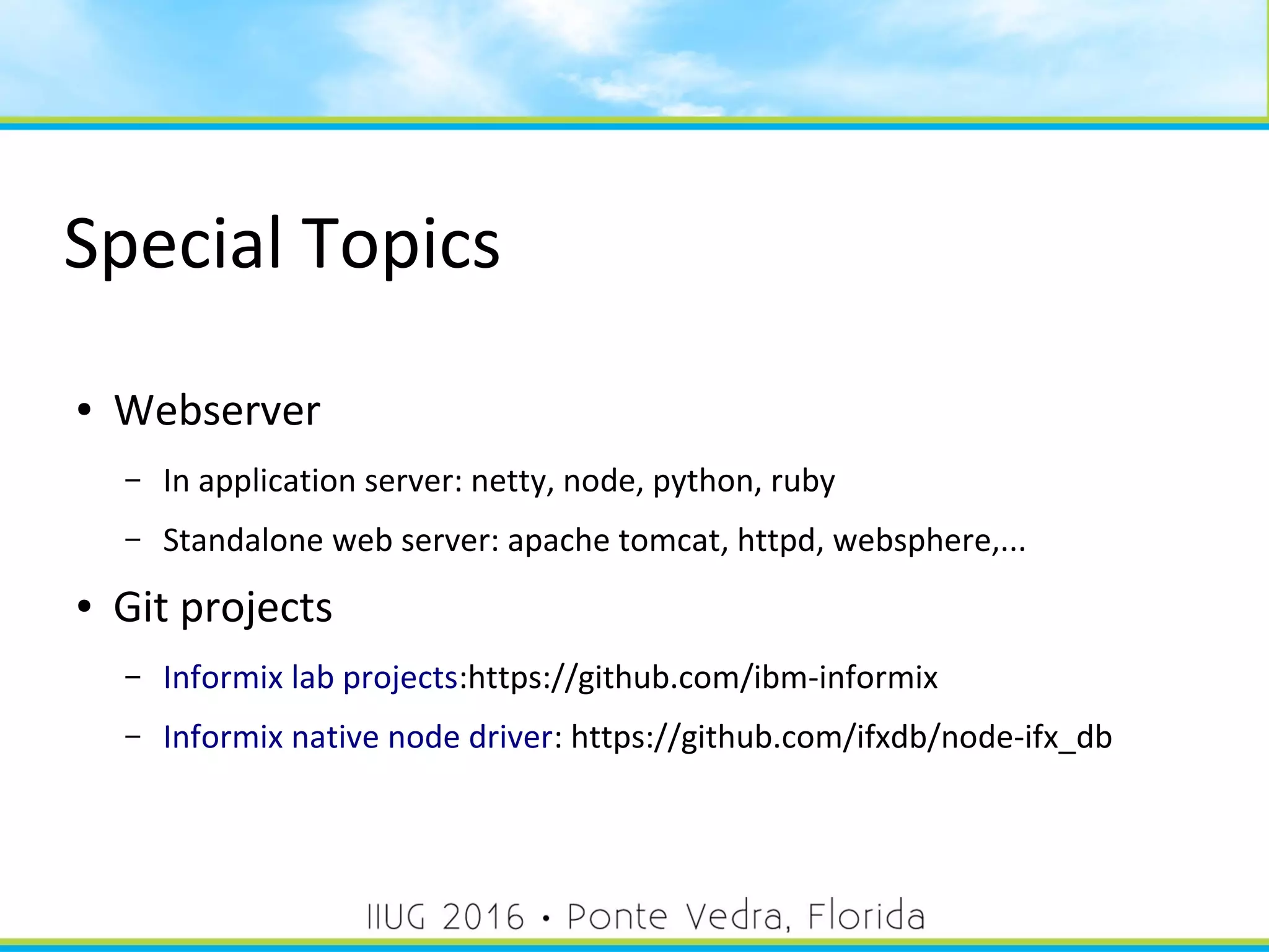Informix Expedition Through Connectivity | ODP