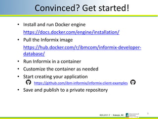 IIUG 2017 Conference - Informix and Docker | PPT