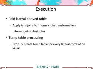 Using Lateral derived table in Informix database | ODP | Databases | Computer Software and ...