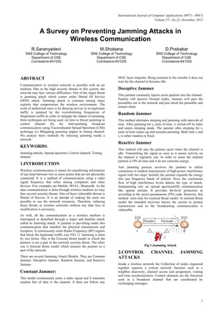 Ij a survey on preventing jamming attacks in wireless communication | PDF