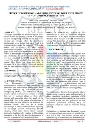 Available online at [www.ijeete.com]EFFECT OF DISPERSION AND FIBER LENGTH ON FOUR WAVE MIXING IN ...